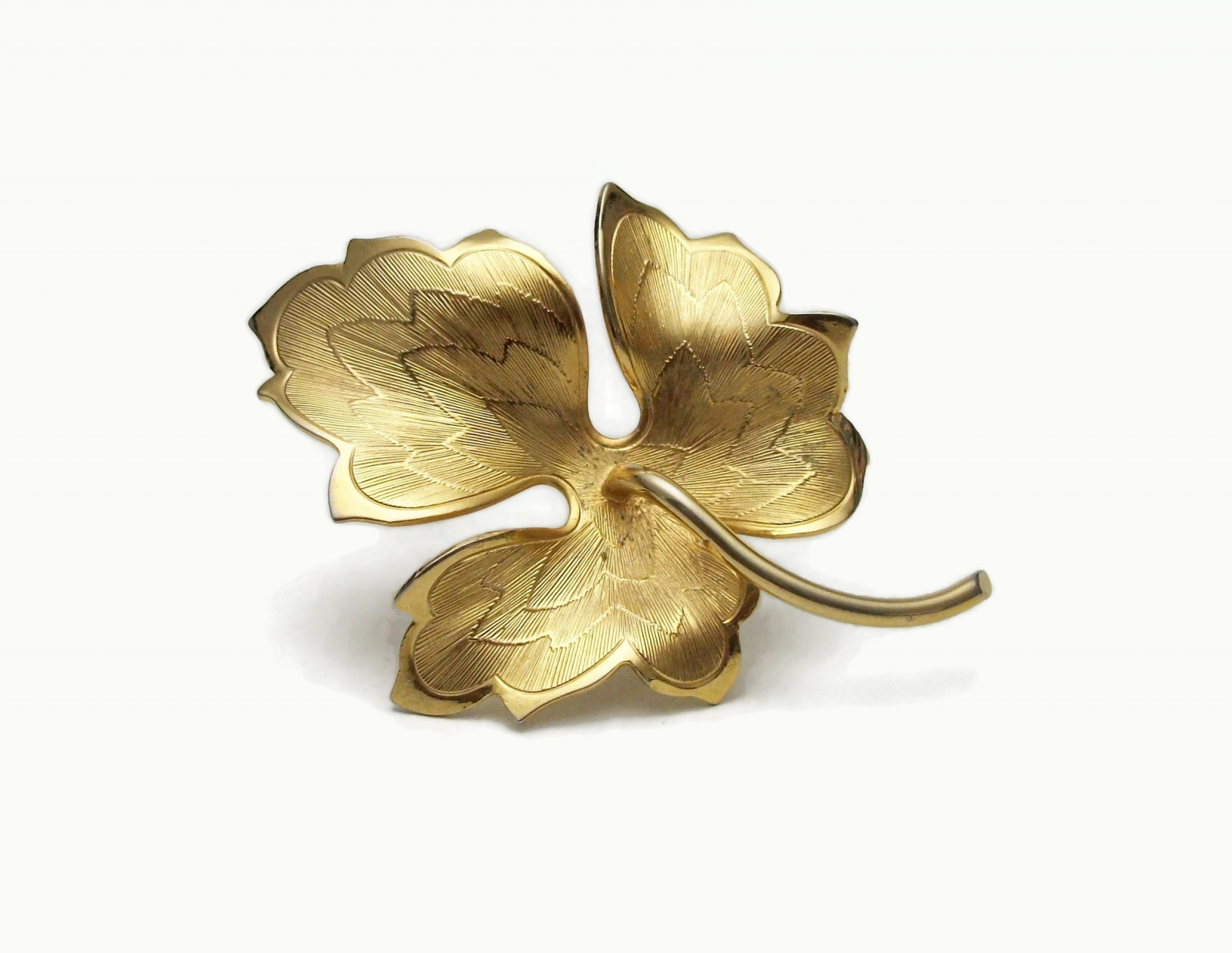 Vintage Gold Leaf Brooch Lapel Pin Textured Gold Metal Detailed Autumn ...