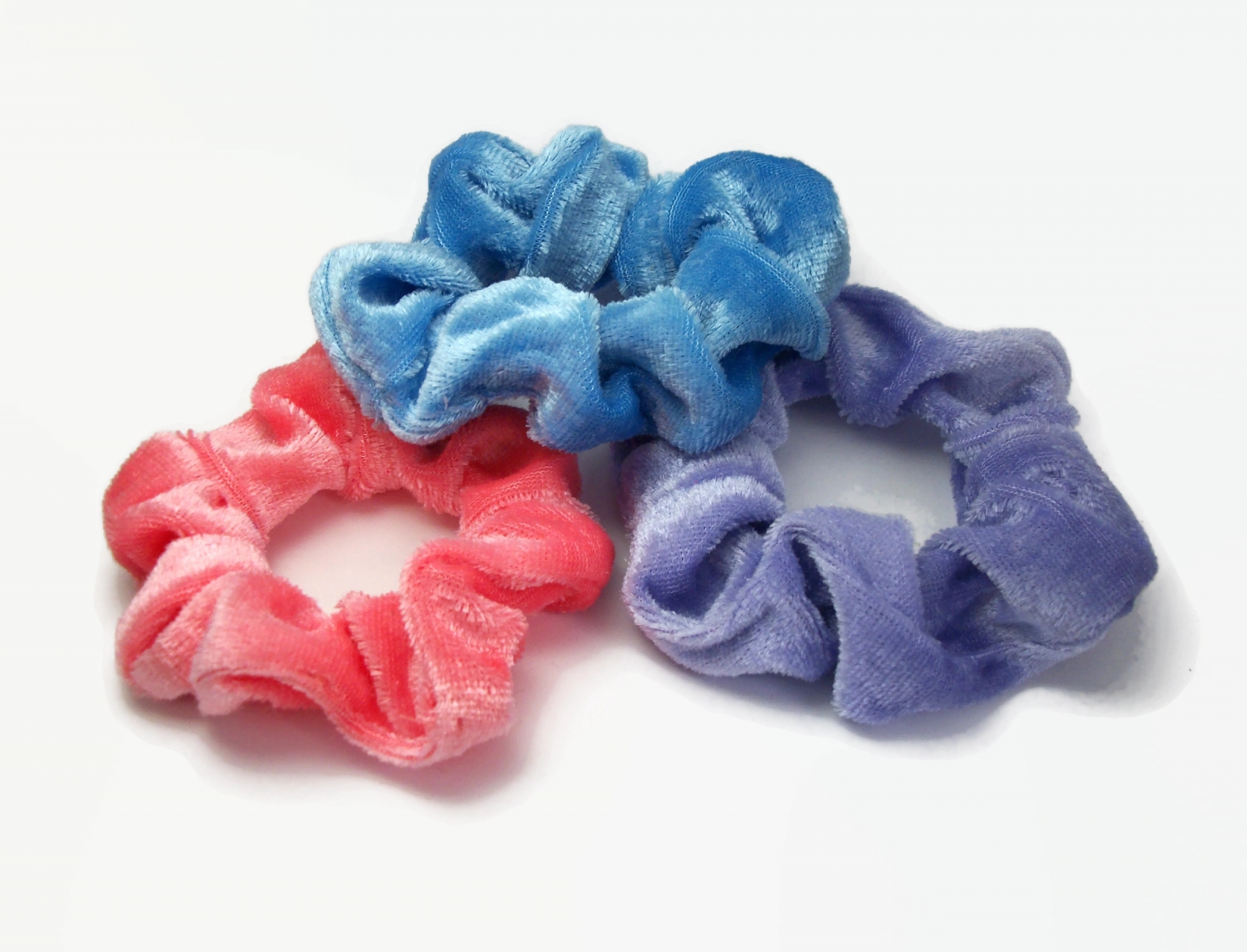 Velvet Hair Scrunchie Set of Three Scrunchies Pink Blue Purple Scrunchy ...