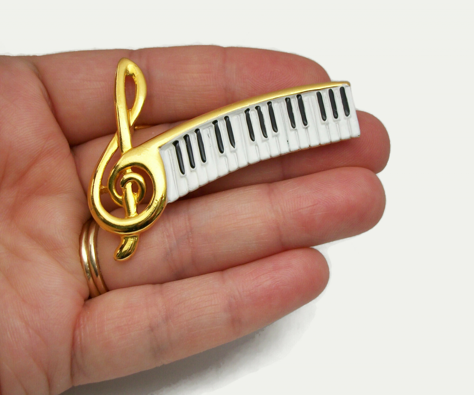 Vintage Treble Clef Brooch Pin with Piano Keys Keyboard Gift for Piano ...
