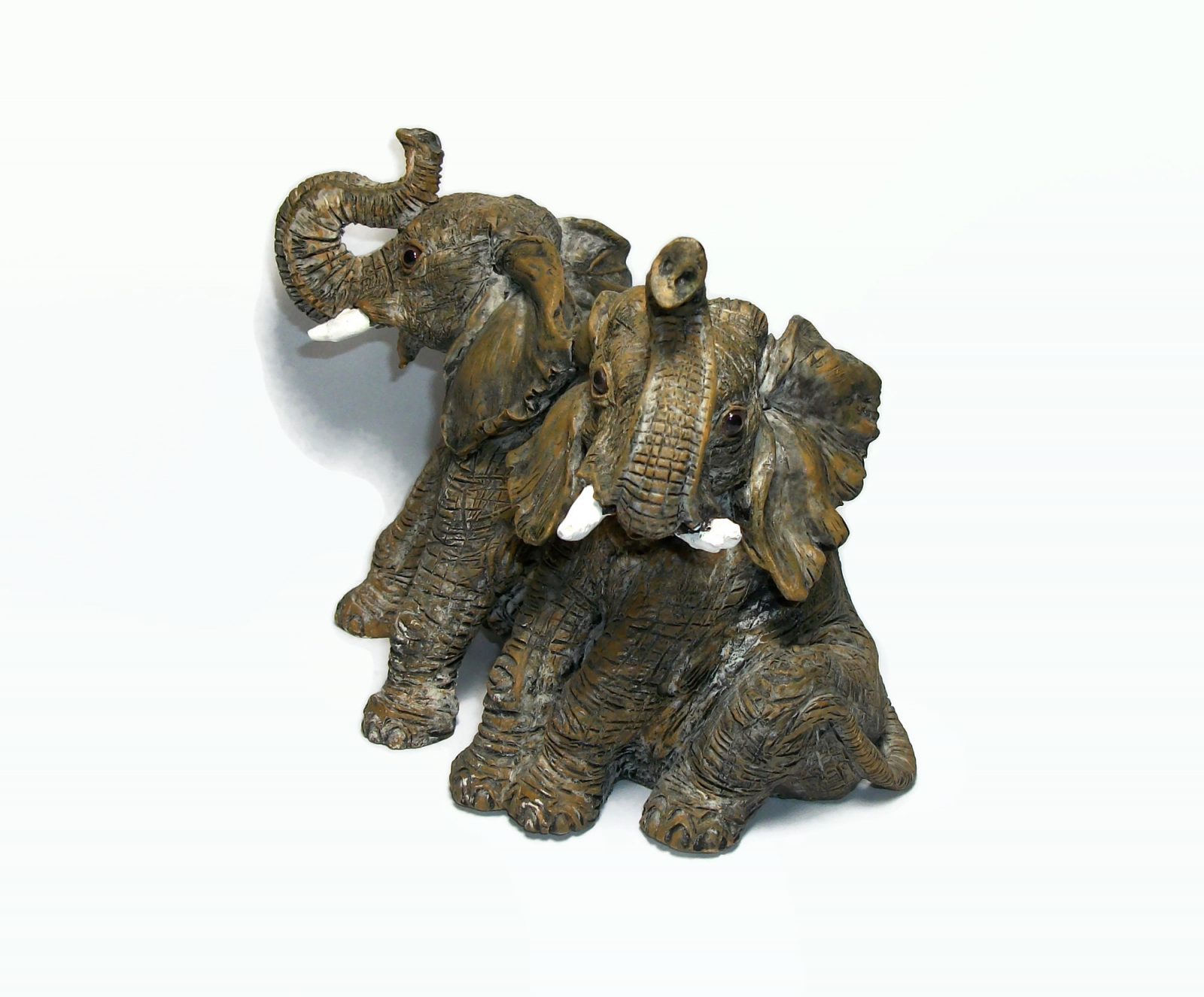 Vintage Elephant Sculpture Resin Pair of Baby Elephants Figurine Heavy ...