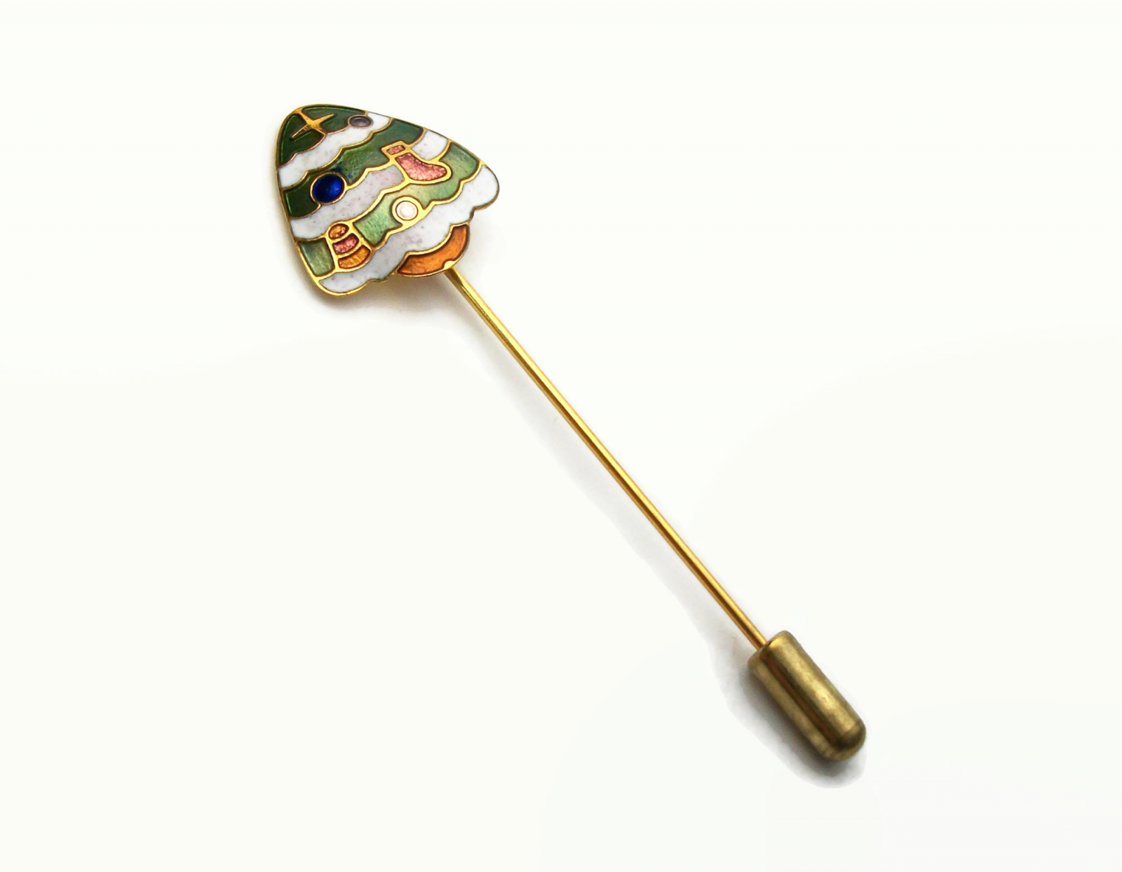 Vintage Cloisonne Enamel Christmas Tree Stick Pin Lapel Pin | Felt in ...