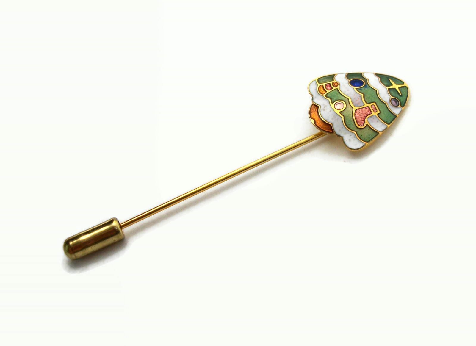 Vintage Cloisonne Enamel Christmas Tree Stick Pin Lapel Pin | Felt in ...