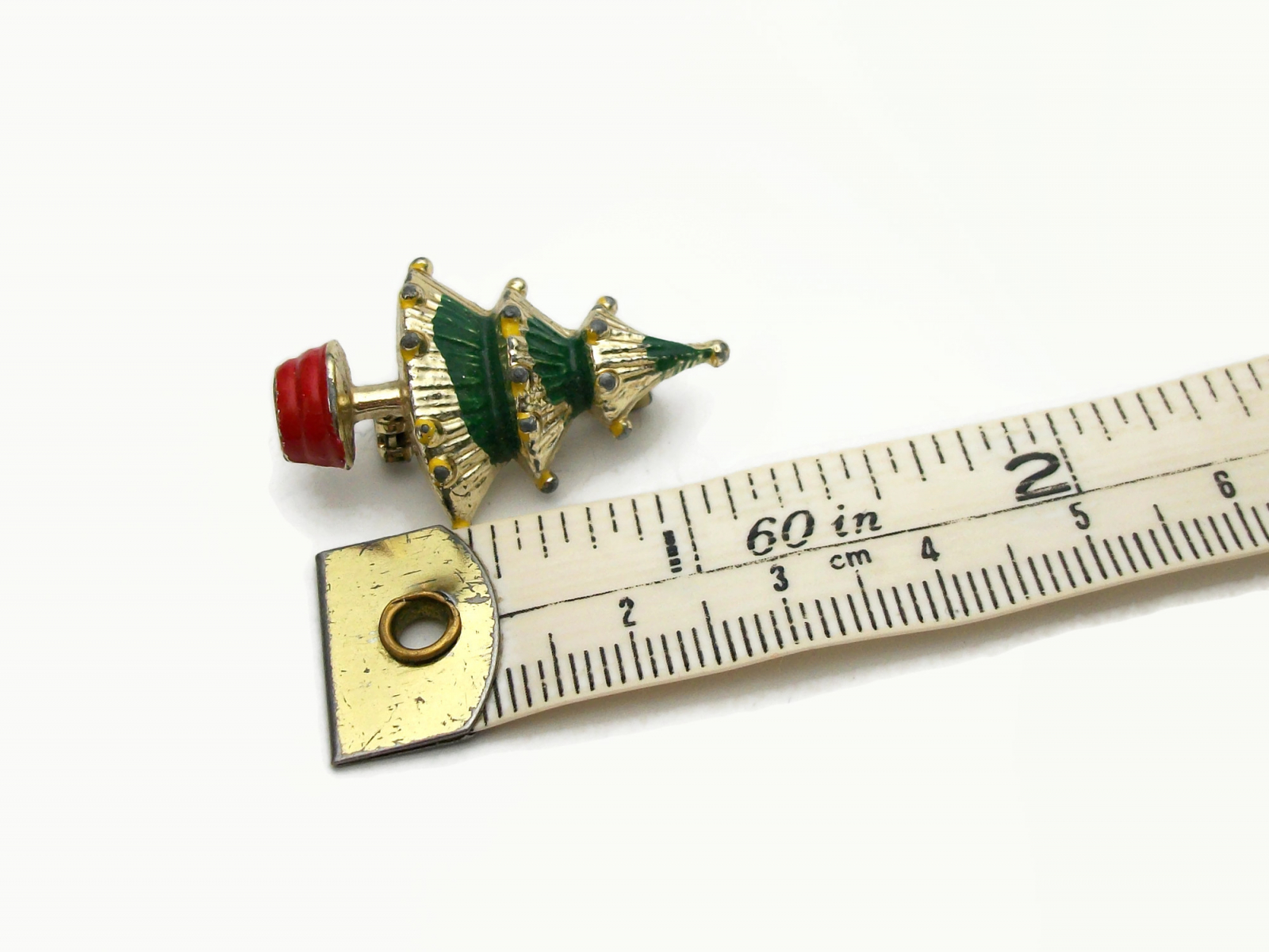 Vintage Tiny Christmas Pin Mini Enamel Christmas Tree Brooch Miniature ...