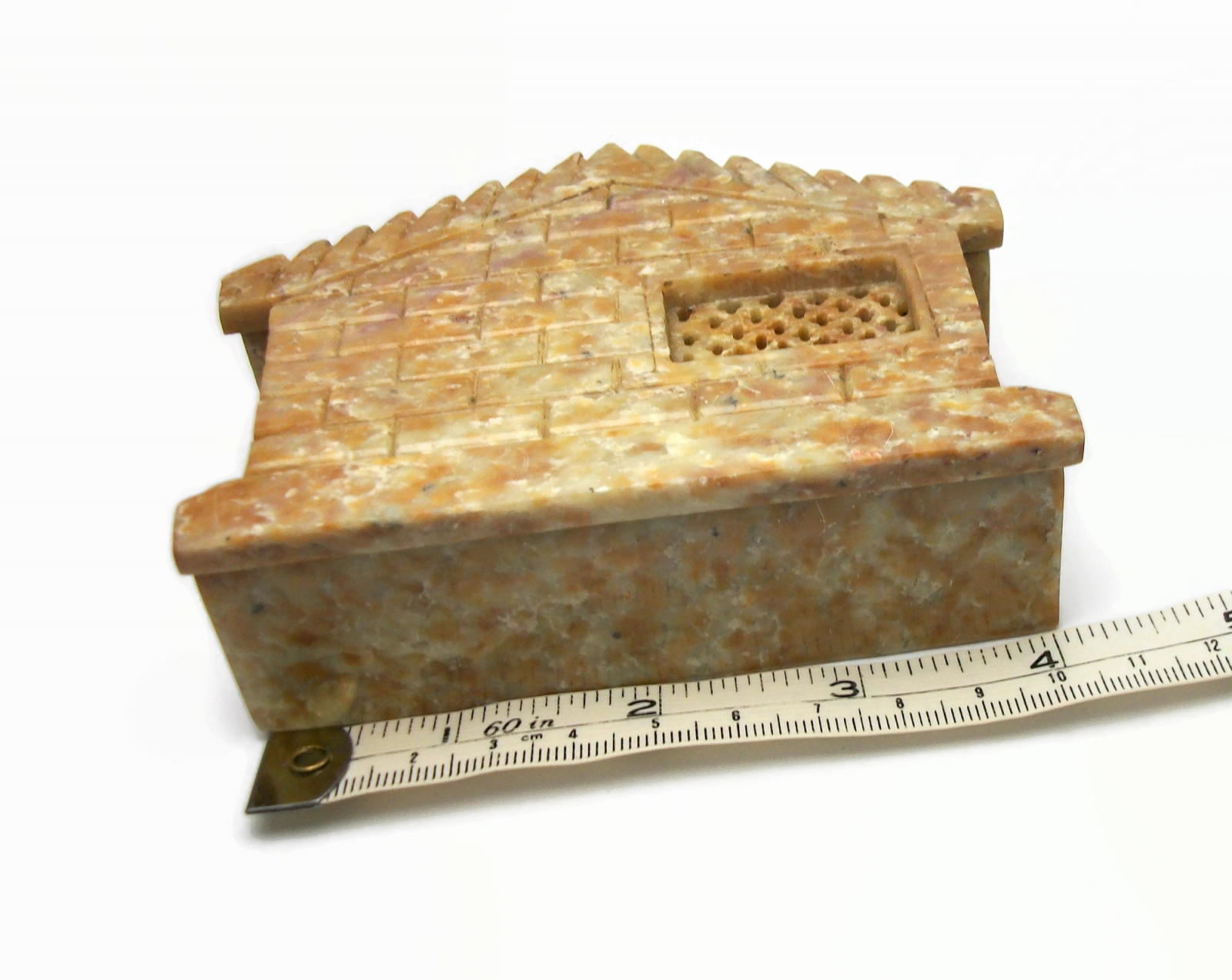 Vintage House Shaped Carved Stone Trinket Box Made in India Unique ...