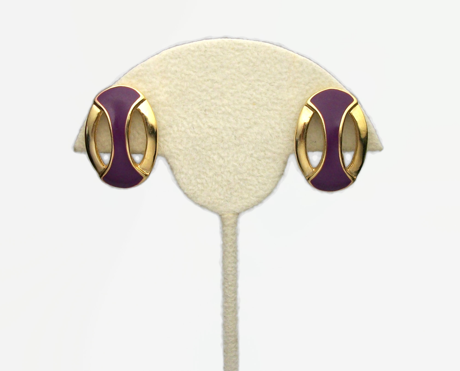 Vintage Purple Enamel and Gold Earrings Stud Post Earrings for Pierced ...