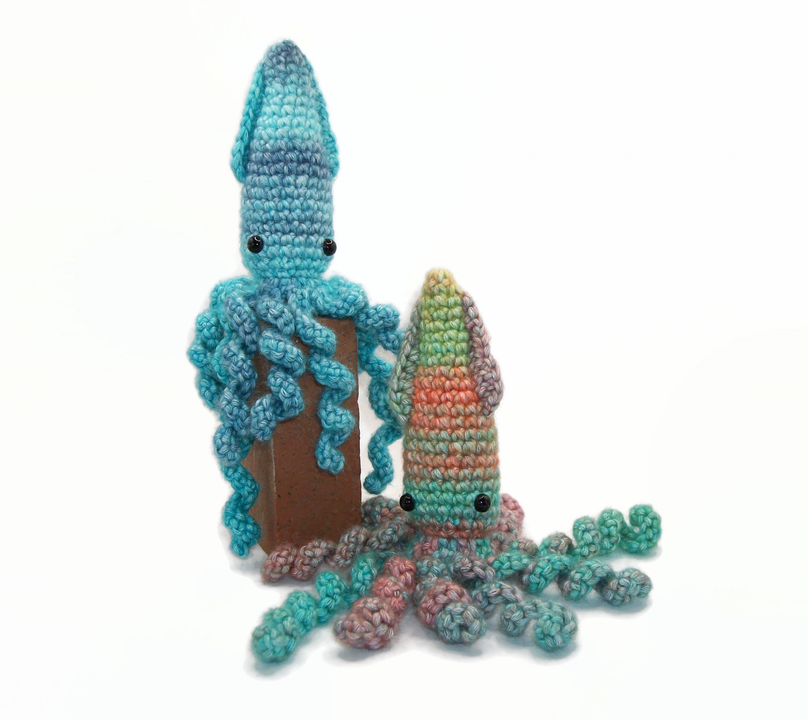 Amigurumi Crochet Squid Small Stuffed Animal Plushie Desk Decor Pocket ...