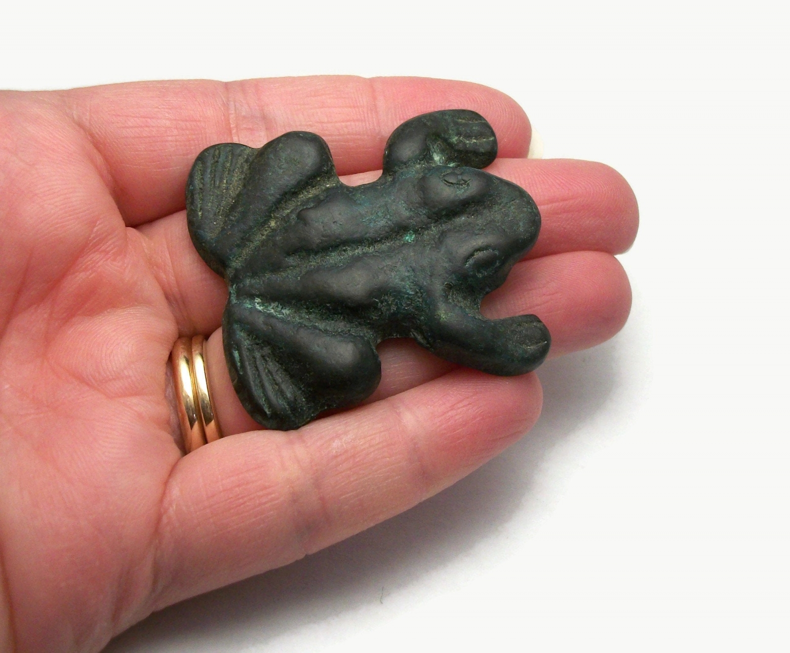 Vintage Green Metal Frog Figurine or Paperweight Small Animal ...