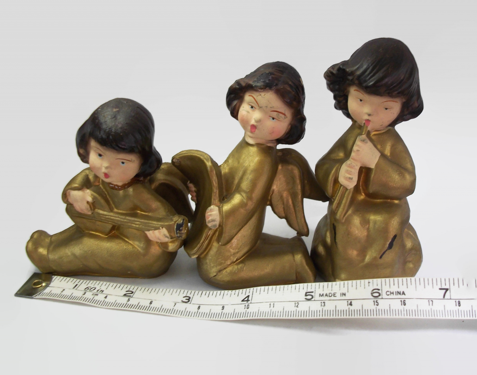 Mid Century Vintage Set Gold Plastic Angel Figurines Made in Italy ...