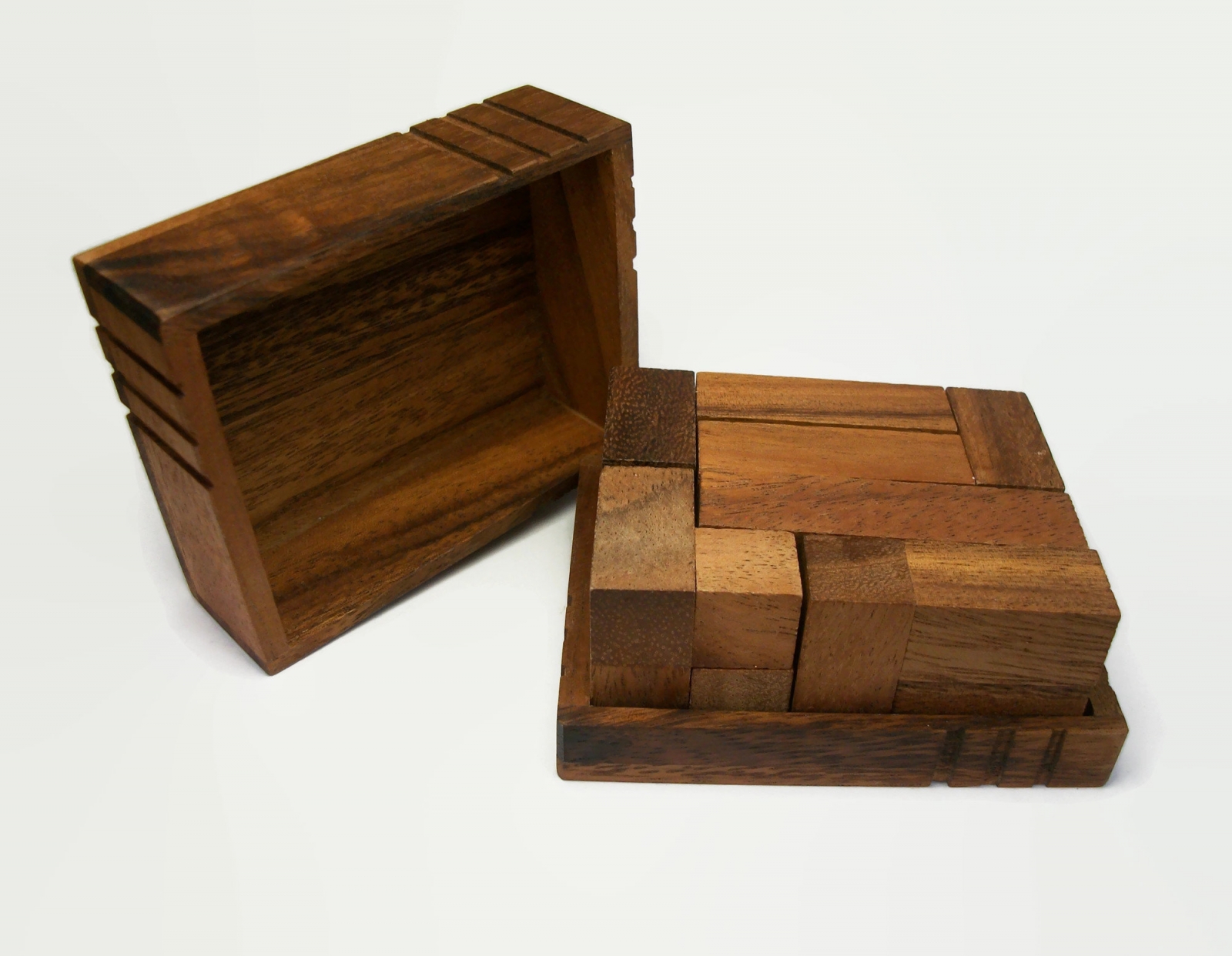 Vintage Wood Box of Puzzle Blocks Wooden Puzzle Toy Game Home Decor ...