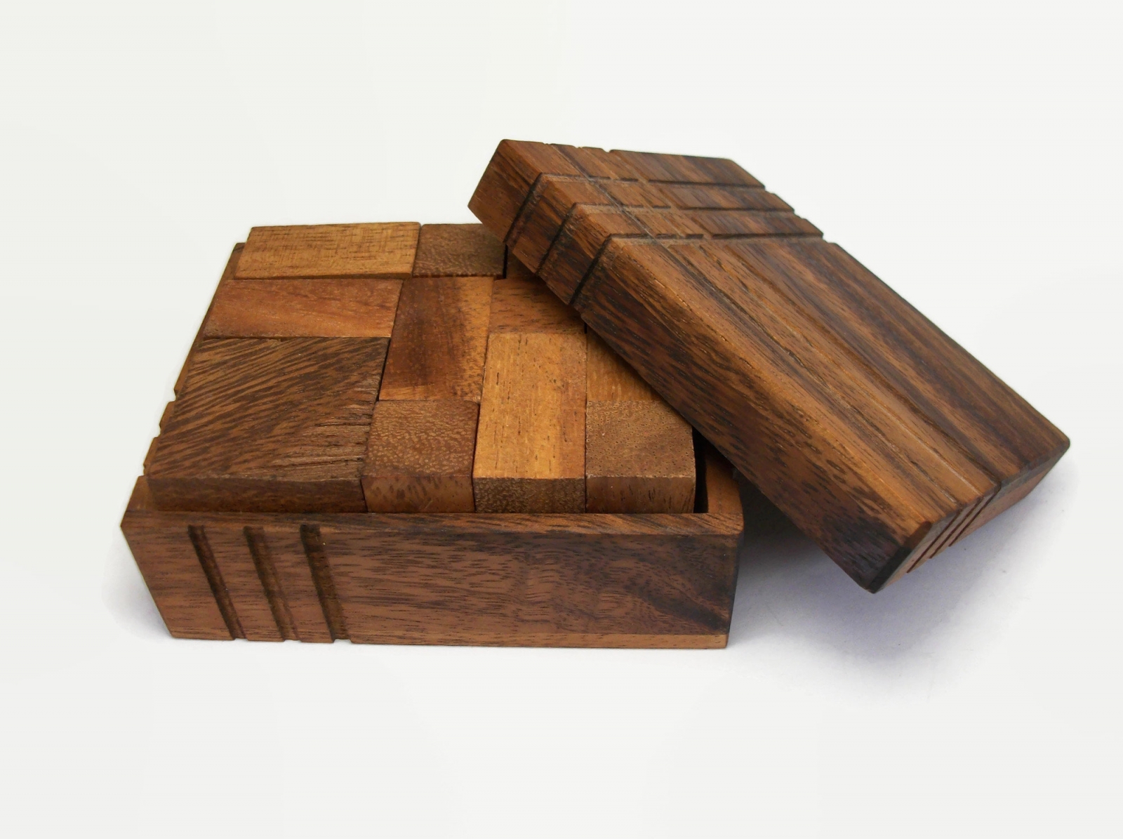 Vintage Wood Box of Puzzle Blocks Wooden Puzzle Toy Game Home Decor ...