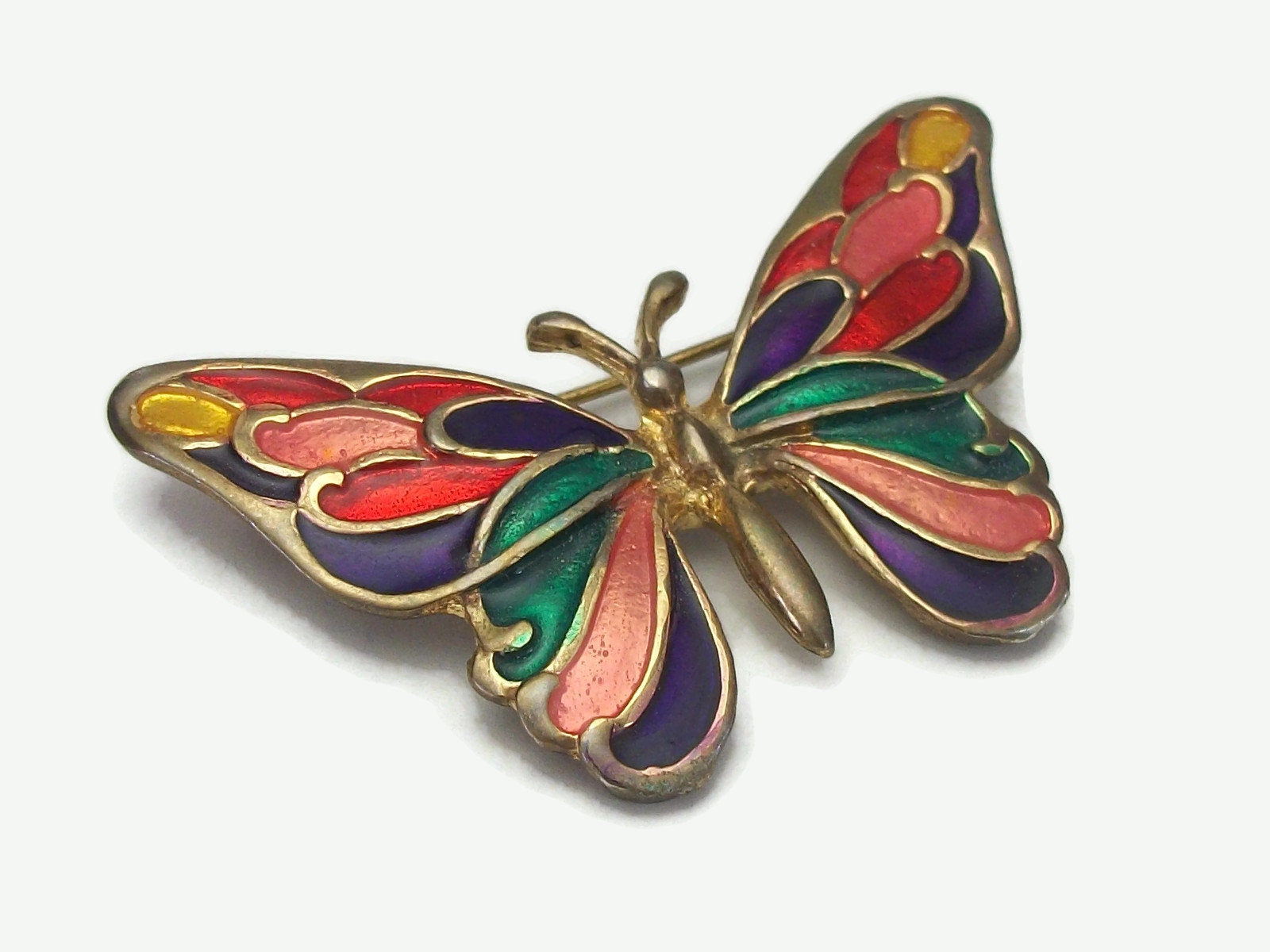 Vintage Enamel Butterfly Brooch Colorful Butterfly Lapel Pin Shawl ...