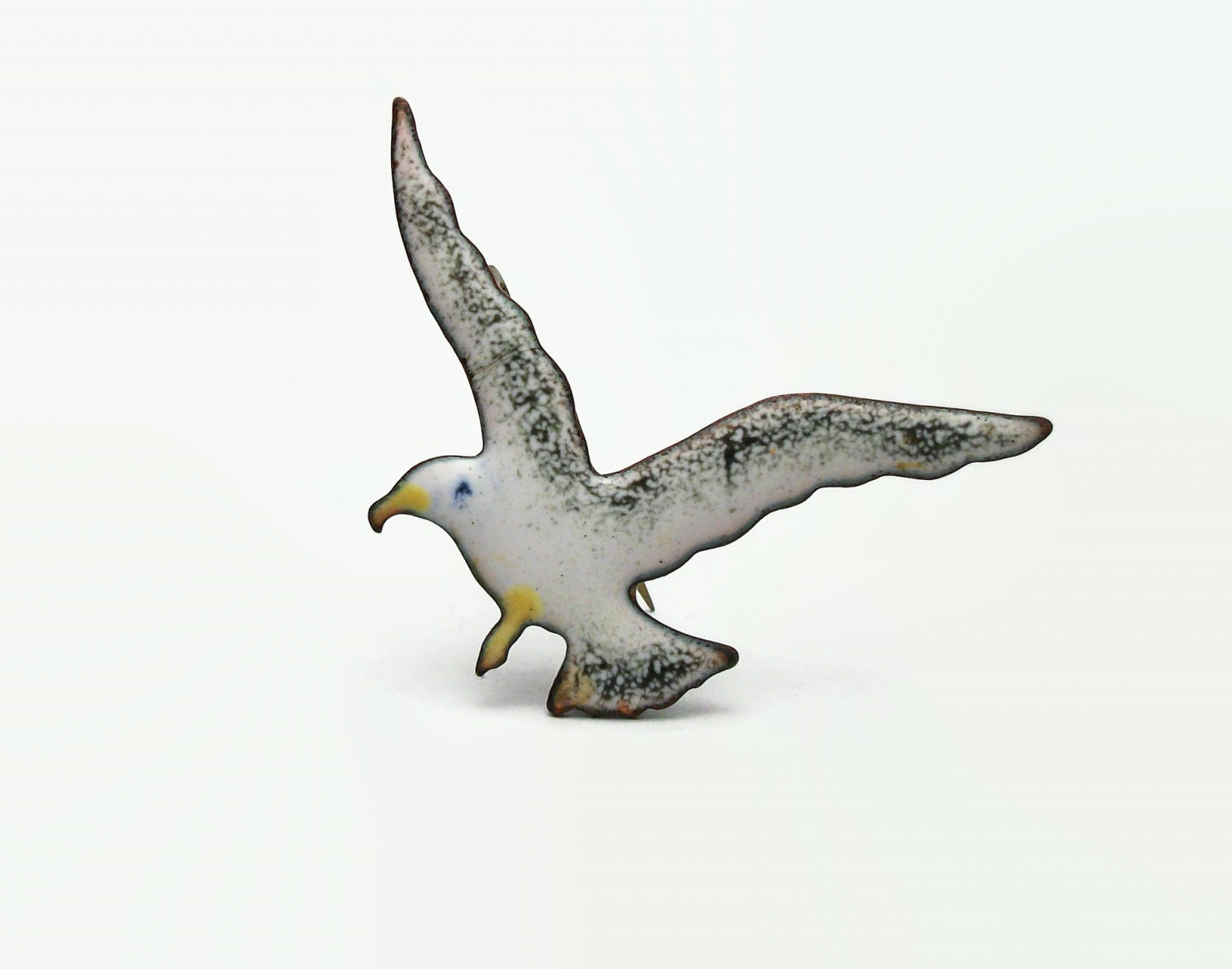 Vintage Enameled Metal Seagull Brooch Lapel Pin Flying Sea Gull Pin ...