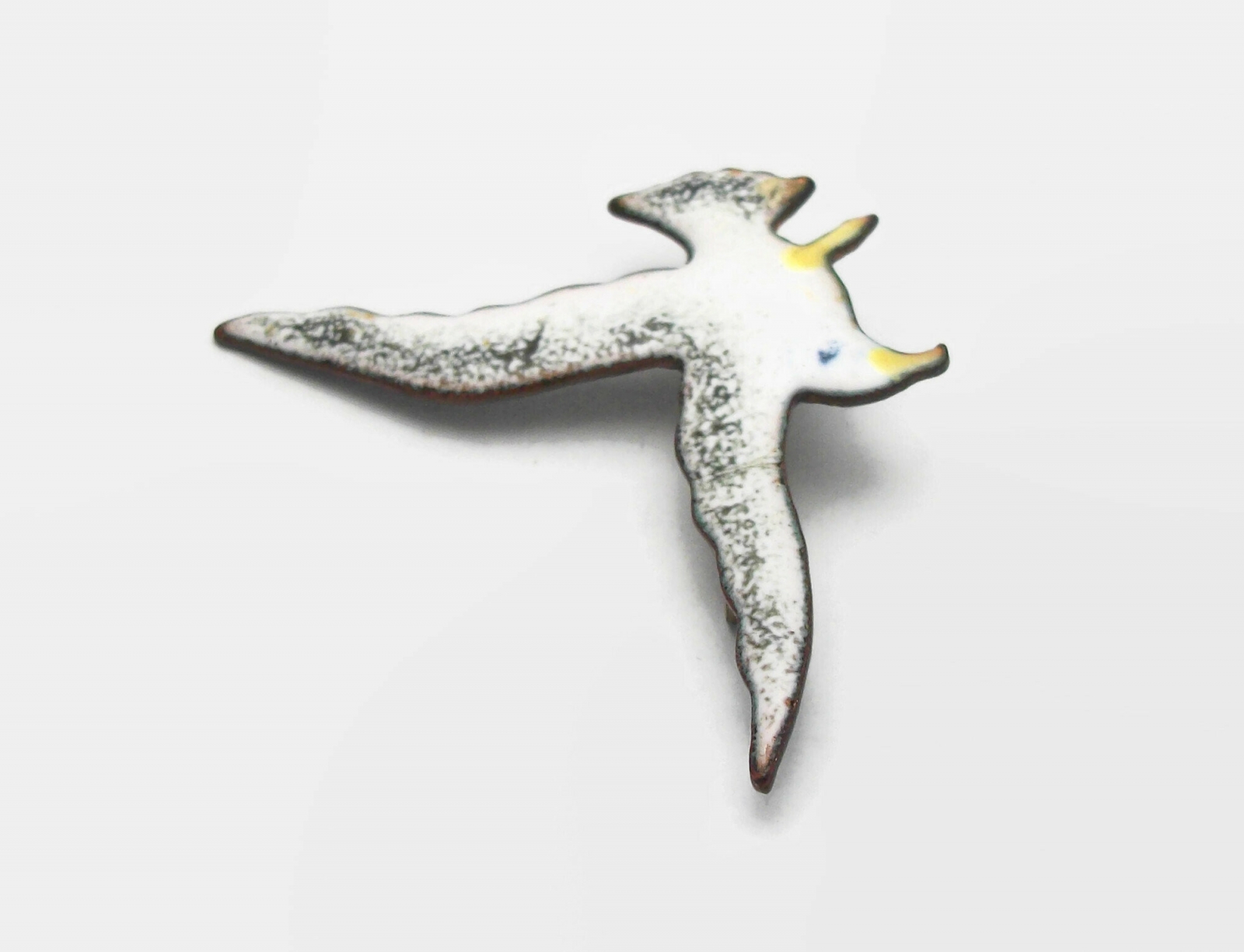 Vintage Enameled Metal Seagull Brooch Lapel Pin Flying Sea Gull Pin ...