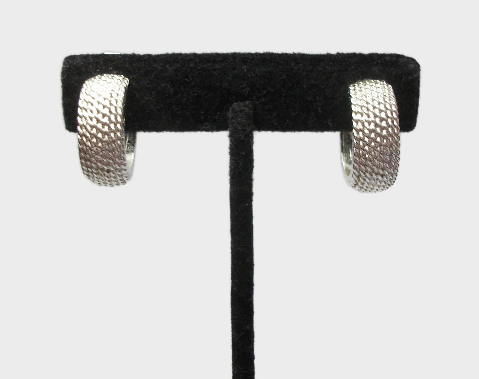 Vintage Monet Textured Silver Hoop Clip on Earrings Signed Monet ...