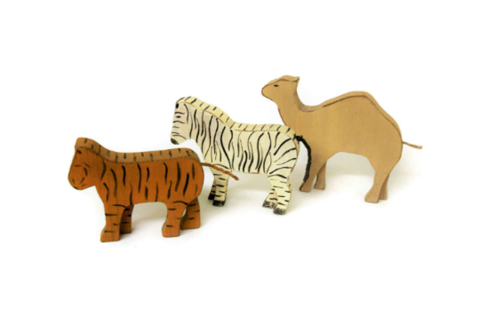 Vintage Rustic Wood Camel Zebra Tiger Animal Figurines Wooden Rustic ...