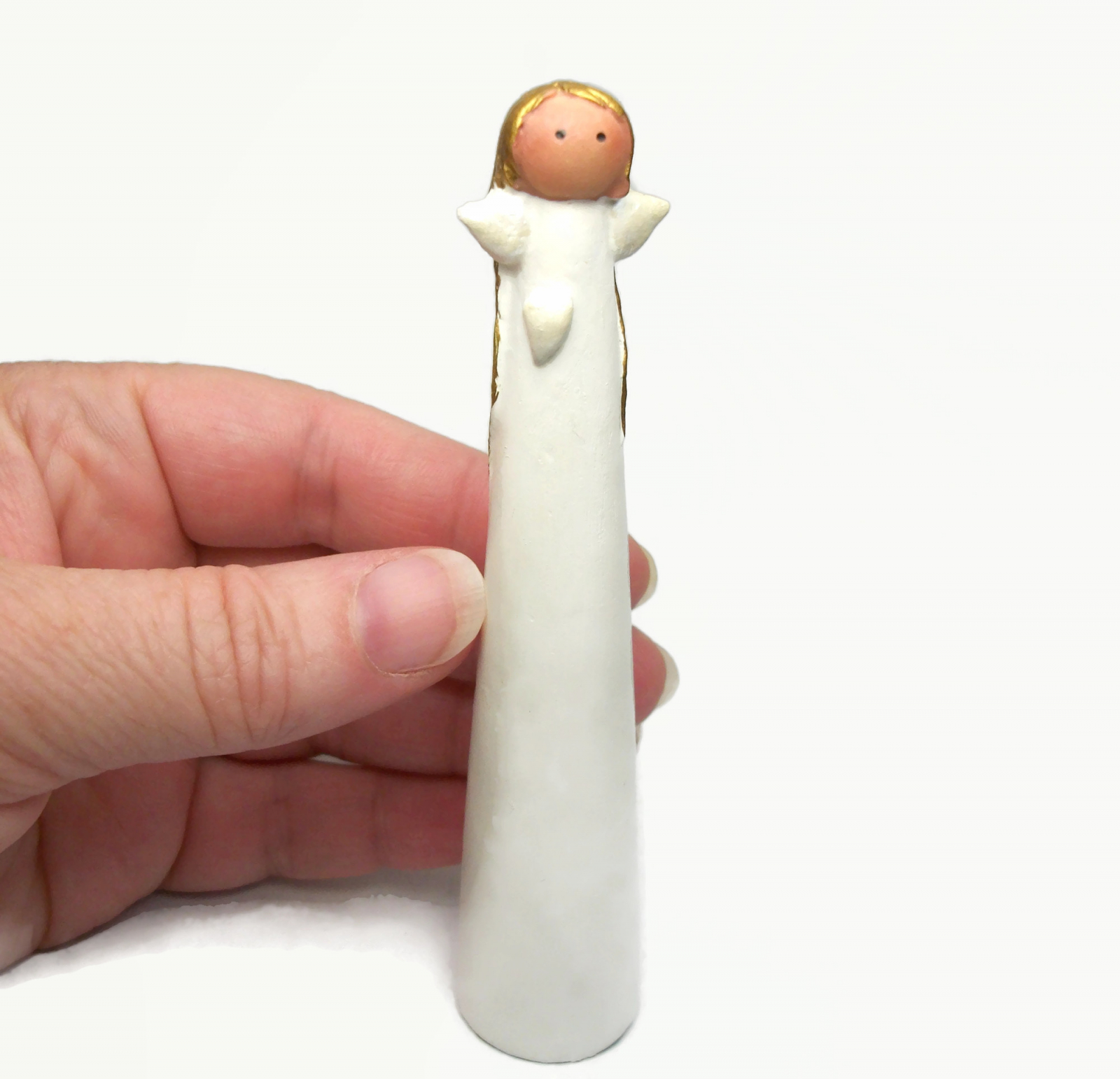 Tiny Angel 4 1/4 inch tall Angel Figurine White Resin Angel with Tiny ...