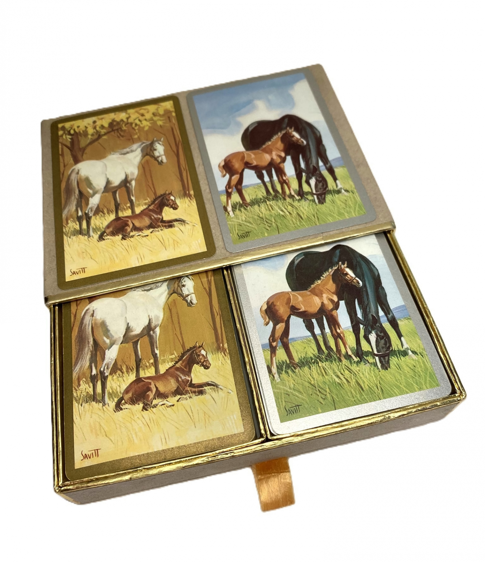 Vintage Congress Playing Cards Sam Savitt Horses and Foals Double Deck ...