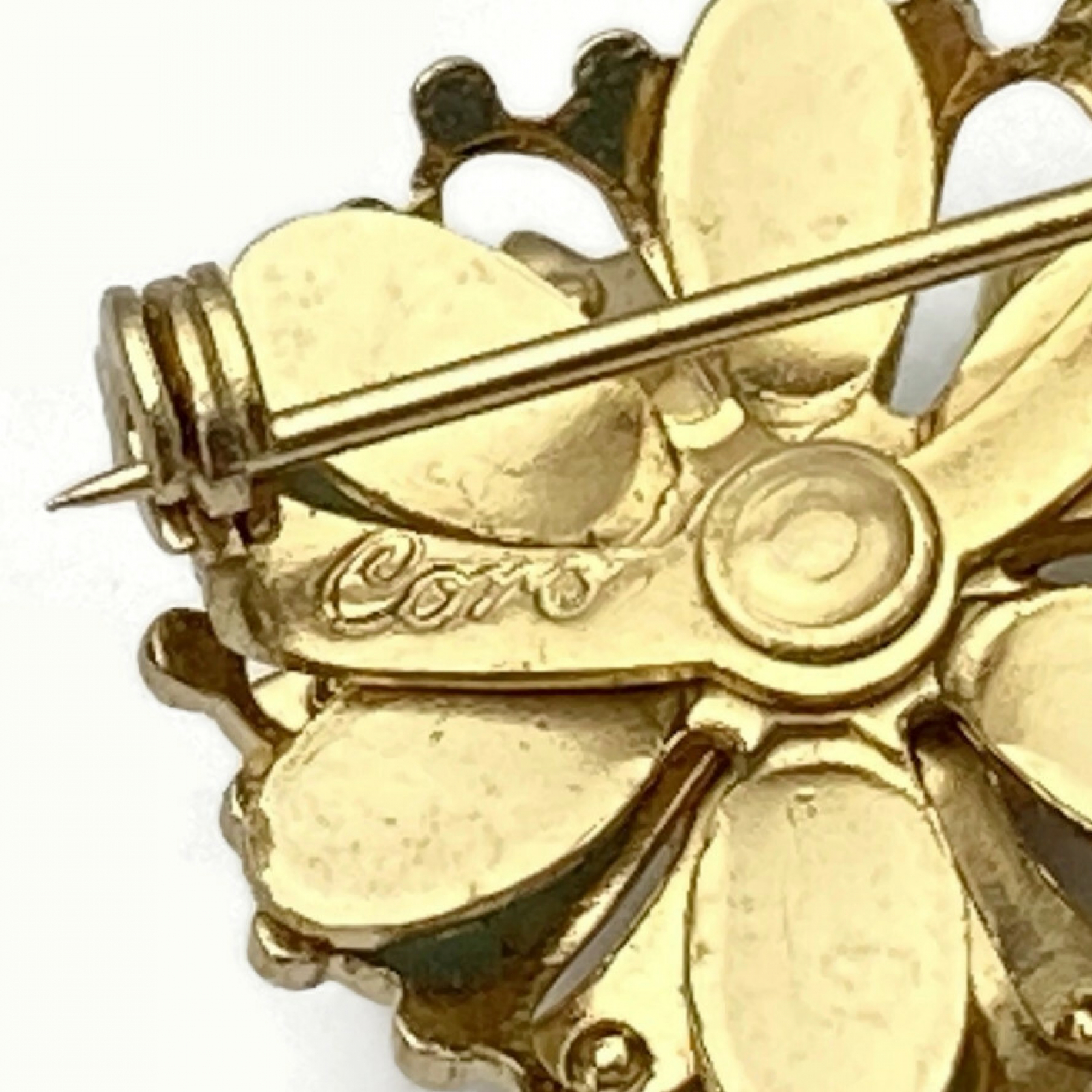 Antique Coro Brooch Pin Small Turquoise Blue Enamel with Tiny Faux ...