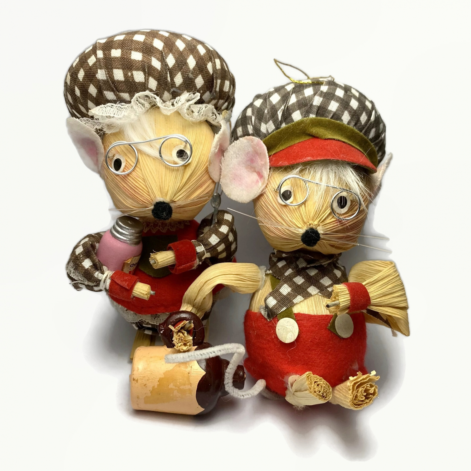 Vintage Kurt S. Adler Corn Husk Mice Ornaments 1983 with Jam Jar and Cider Jug | Felt in My ...